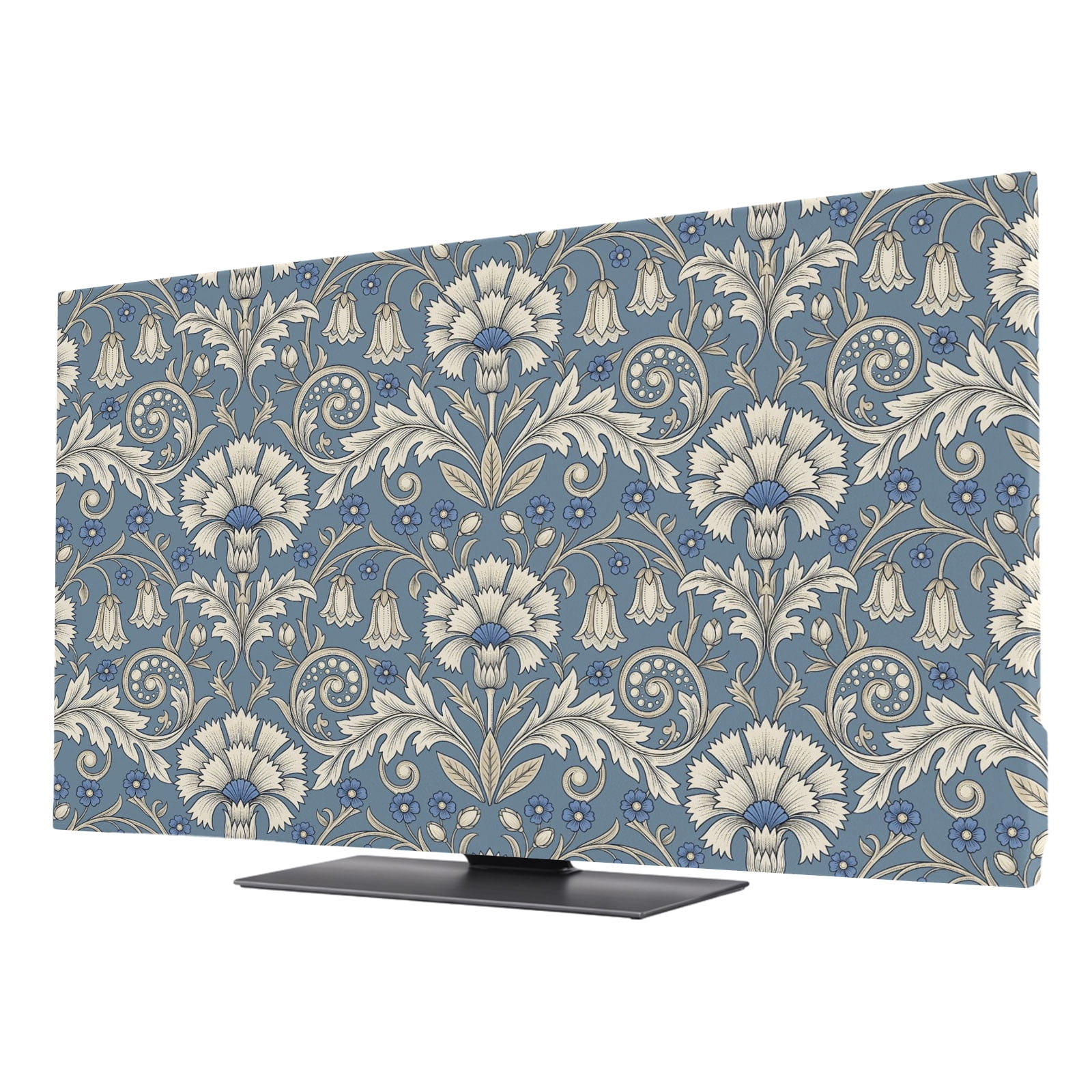 Blue Flowers TV Cover for 50 Inch Screen, Stretch Fabric Dustproof TV ...