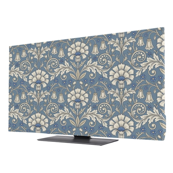 Blue Flowers TV Cover for 50 Inch Screen, Stretch Fabric Dustproof TV ...