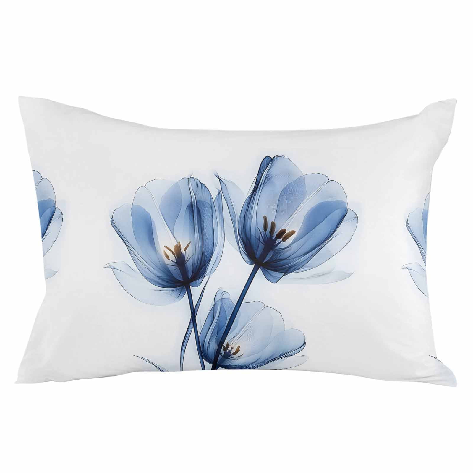 Blue Flowers Throw Pillow Cover 20 x 36 Inch Decorative Pillow Cover ...