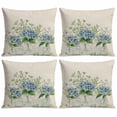 Blue Flowers Throw Pillow Covers 20 x 20 Inch Pillow Covers Set of 4 ...