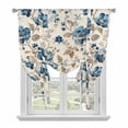Blue Flowers Tie Up Curtains for Window, Insulated Balloon Shade ...