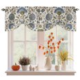 Blue Flowers Tie Up Valance Curtains for Windows, Kitchen Curtains ...