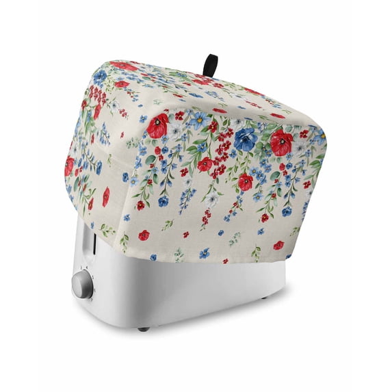 Blue Flowers Toaster Cover 4 Slice, Large Kitchen Appliance Covers, Red ...