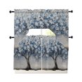 Blue Flowers Tree Kitchen Curtains Sets for Windows 3 Piece, Blossoms ...