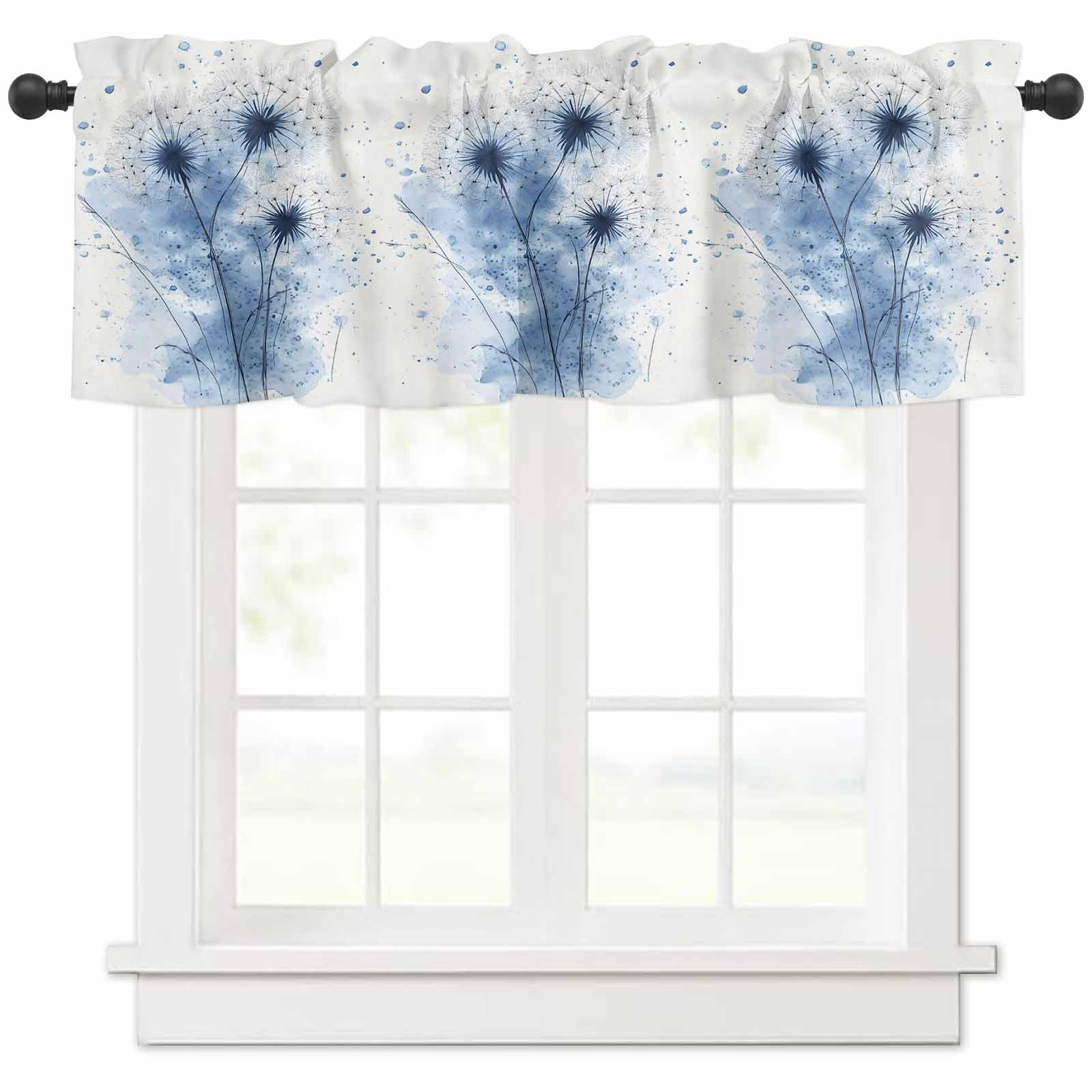 Blue Flowers Valances for Windows Farmhouse Kitchen Curtains Valances ...