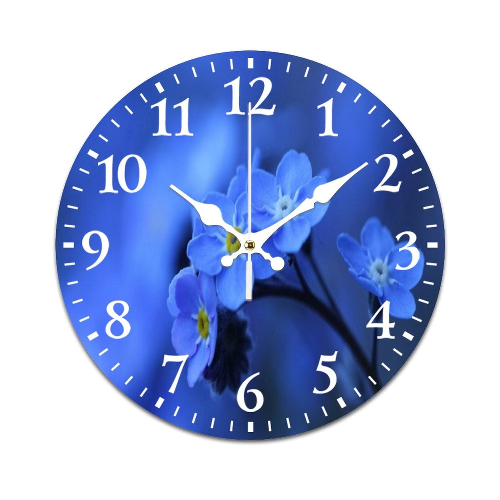 Blue Flowers Wall Clock Modern Design Clocks Wall Hanging Home Office ...