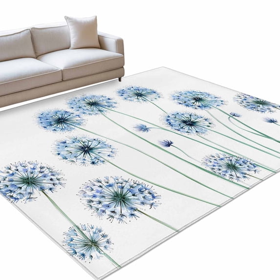 Blue Flowers Washable Rug 2.7x5 Area Rug for Living Room Bedroom Non ...