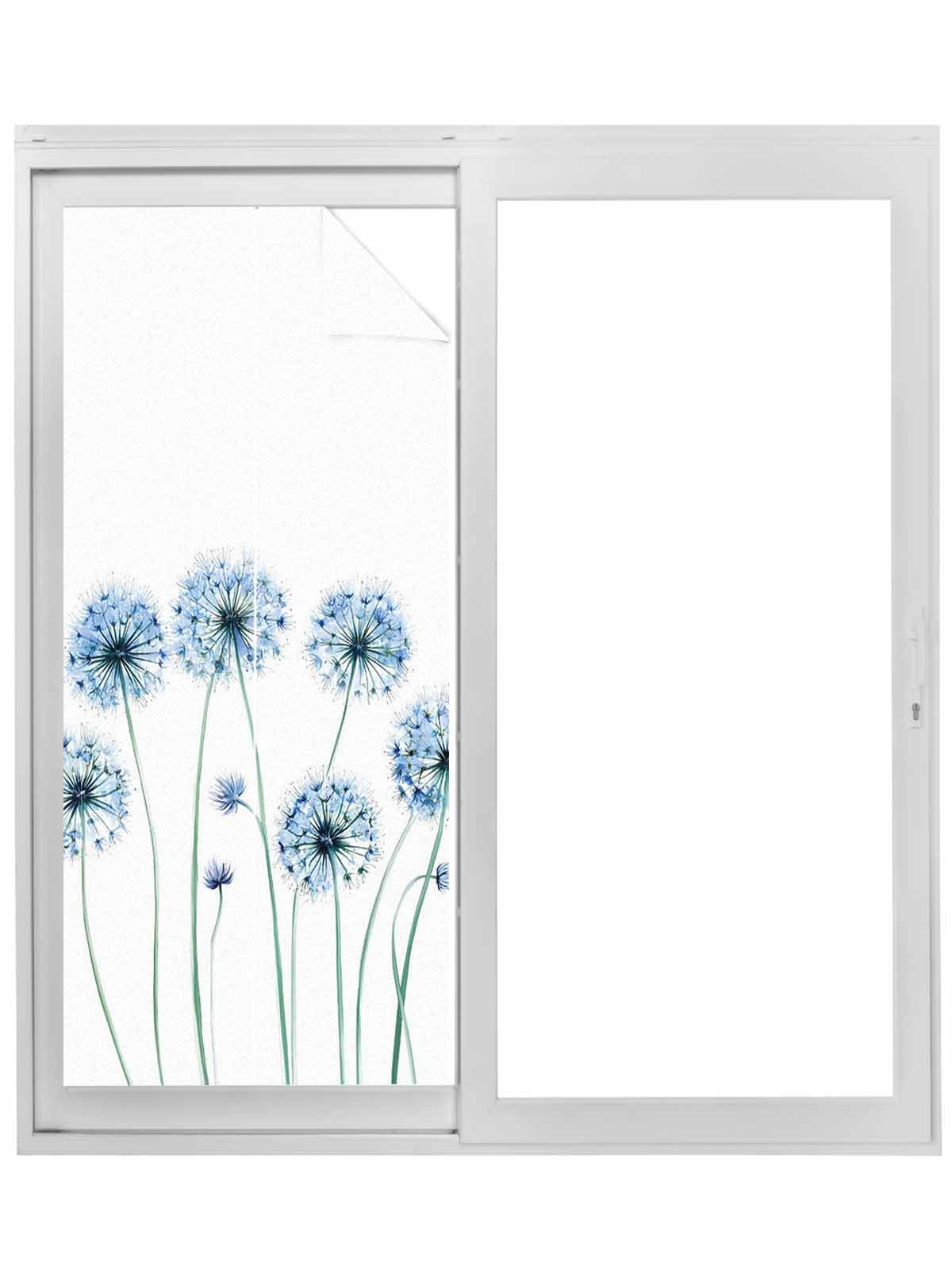 Blue Flowers Window Privacy Film Stained Glass Window Film Decorative ...