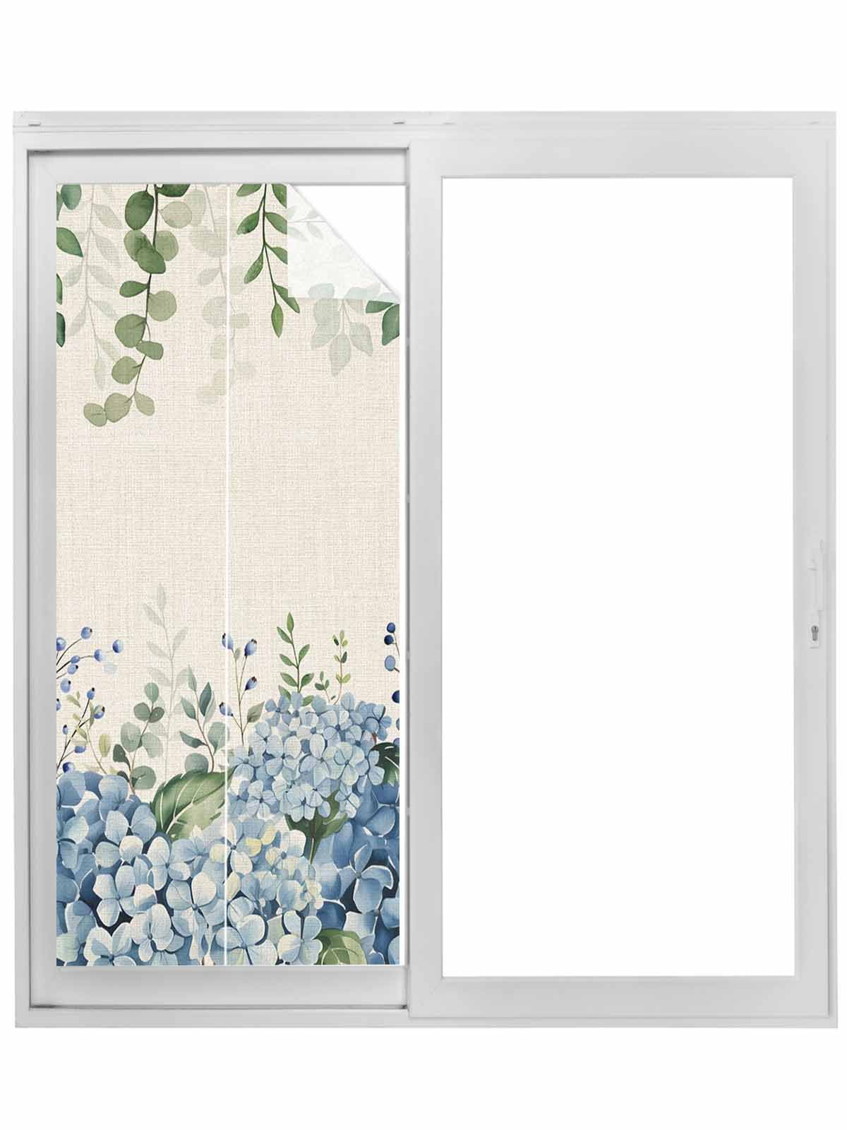 Blue Flowers Window Privacy Film Stained Glass Window Film Decorative ...