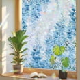 Blue Flowers Window Privacy Film, Watercolor Blue Wisteria Floral ...