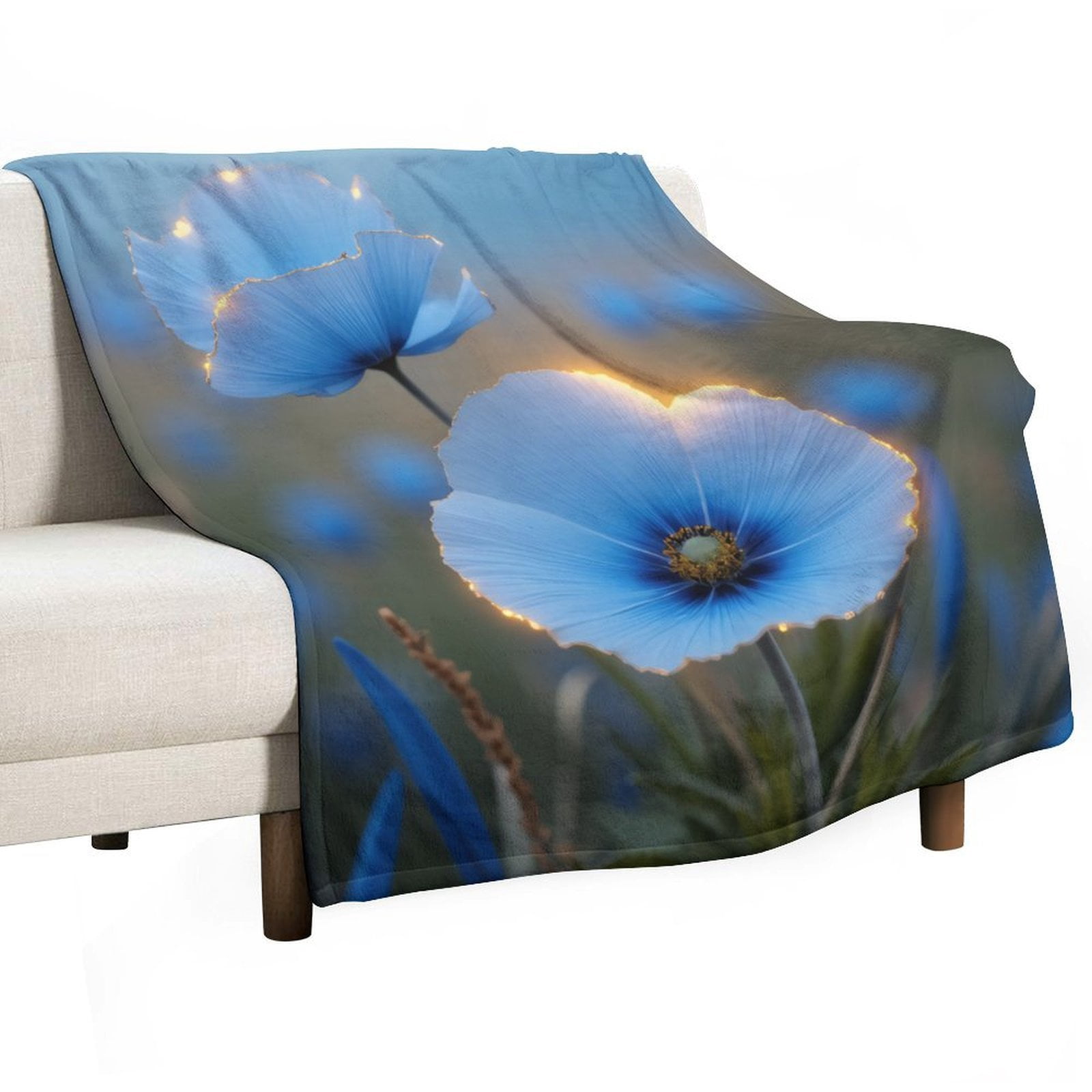 Blue Flowers at Dawn Blankets Bedroom Living Room Sofa Throw Blankets ...