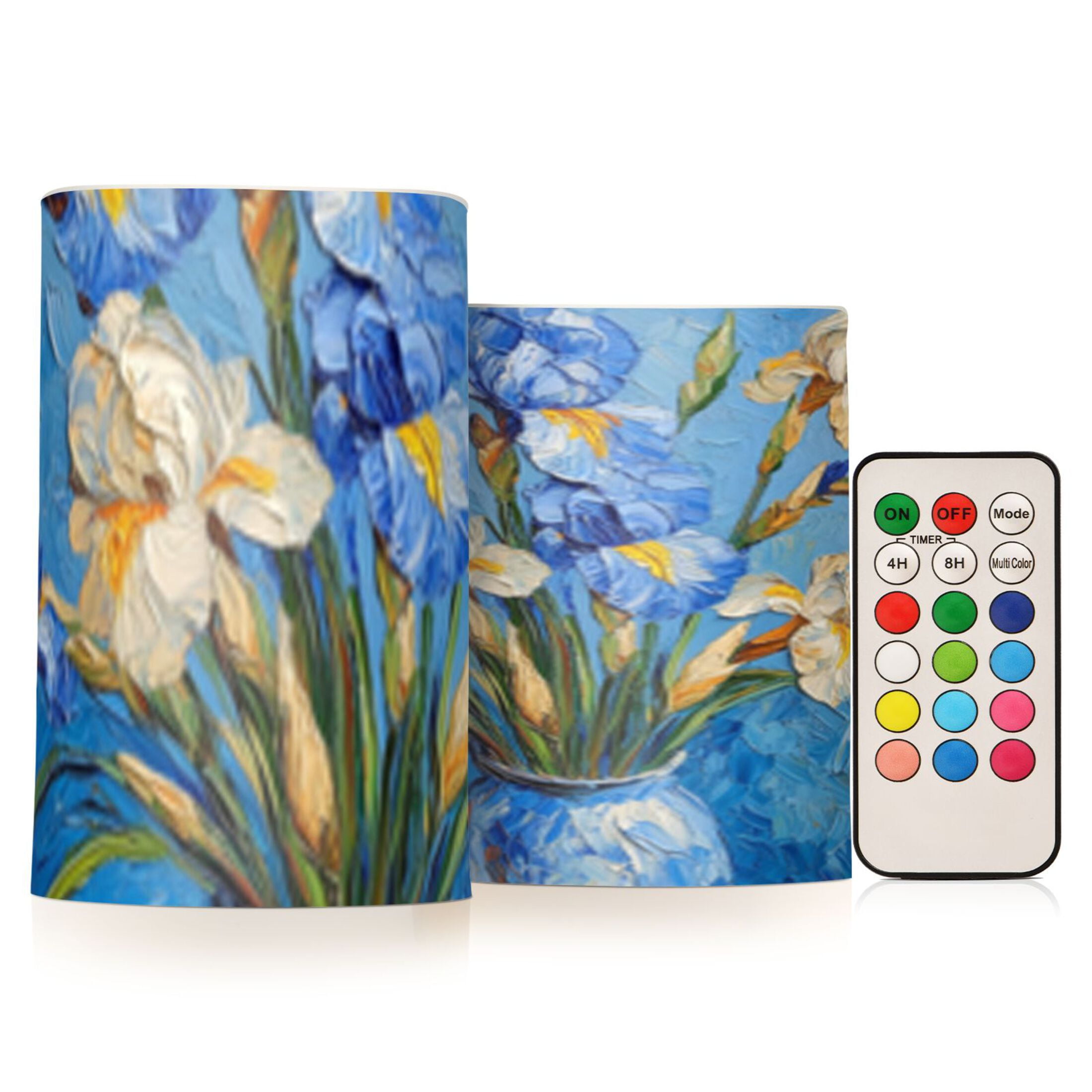 Blue Flowers in Pots Flickering Flameless Candles Battery Operated with ...