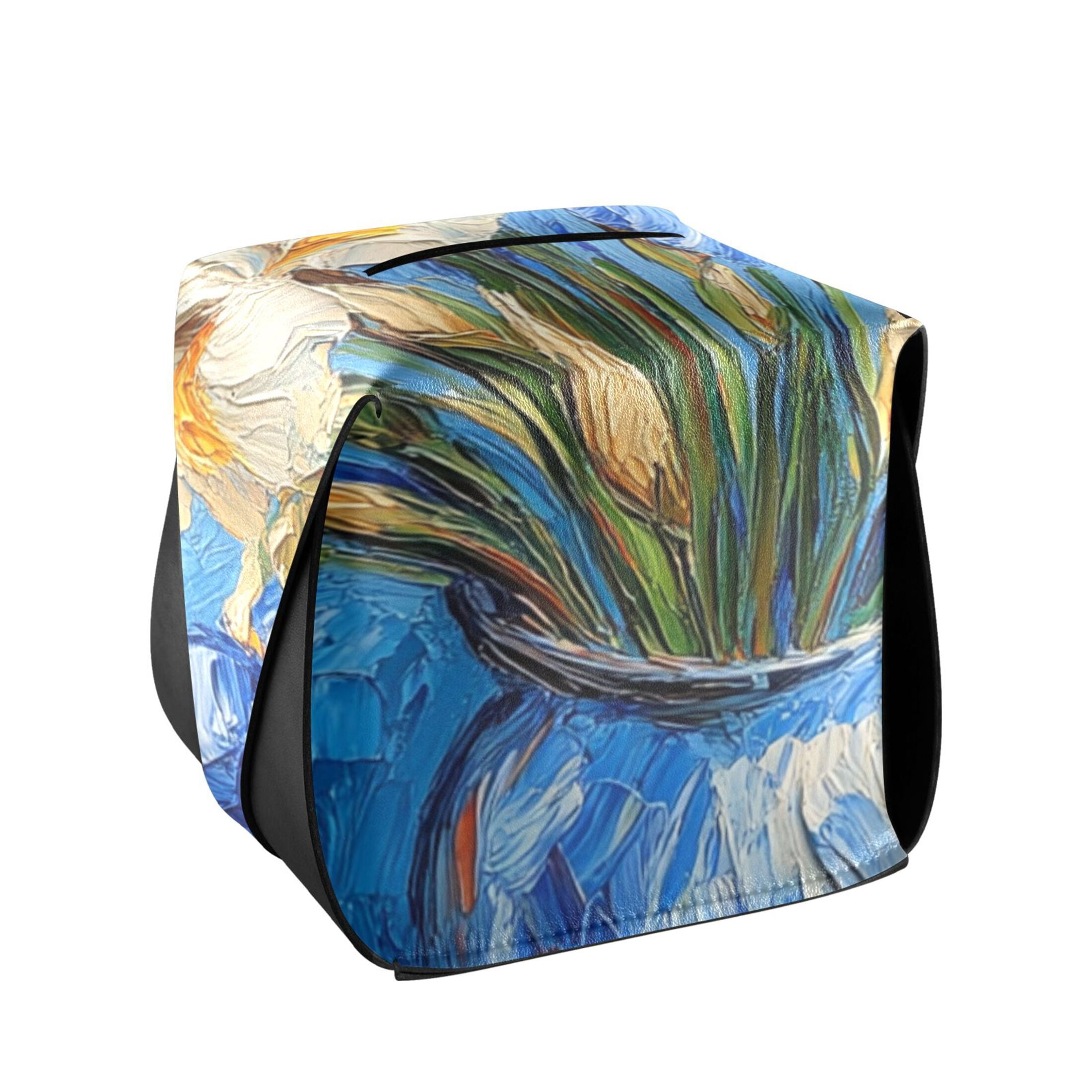 Blue Flowers in Pots Tissue Box Cover Leather Square Rectangle Tissue ...
