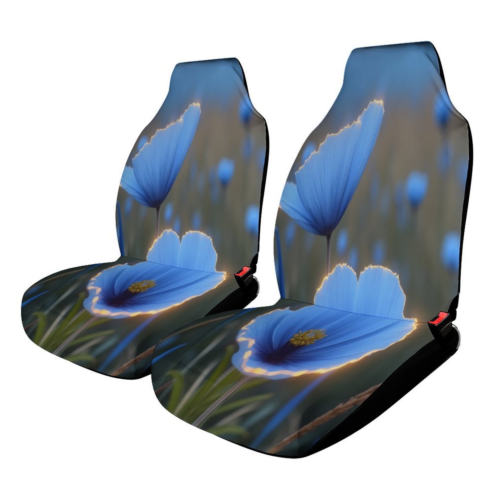 Blue Flowers in Sunset Glow Set of 2 Car Seat Covers Seat for Carseats ...