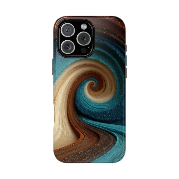 Blue Fluid Spiral Marble Pattern iPhone Case 17 11 12 13 14 15 16 Pro ...