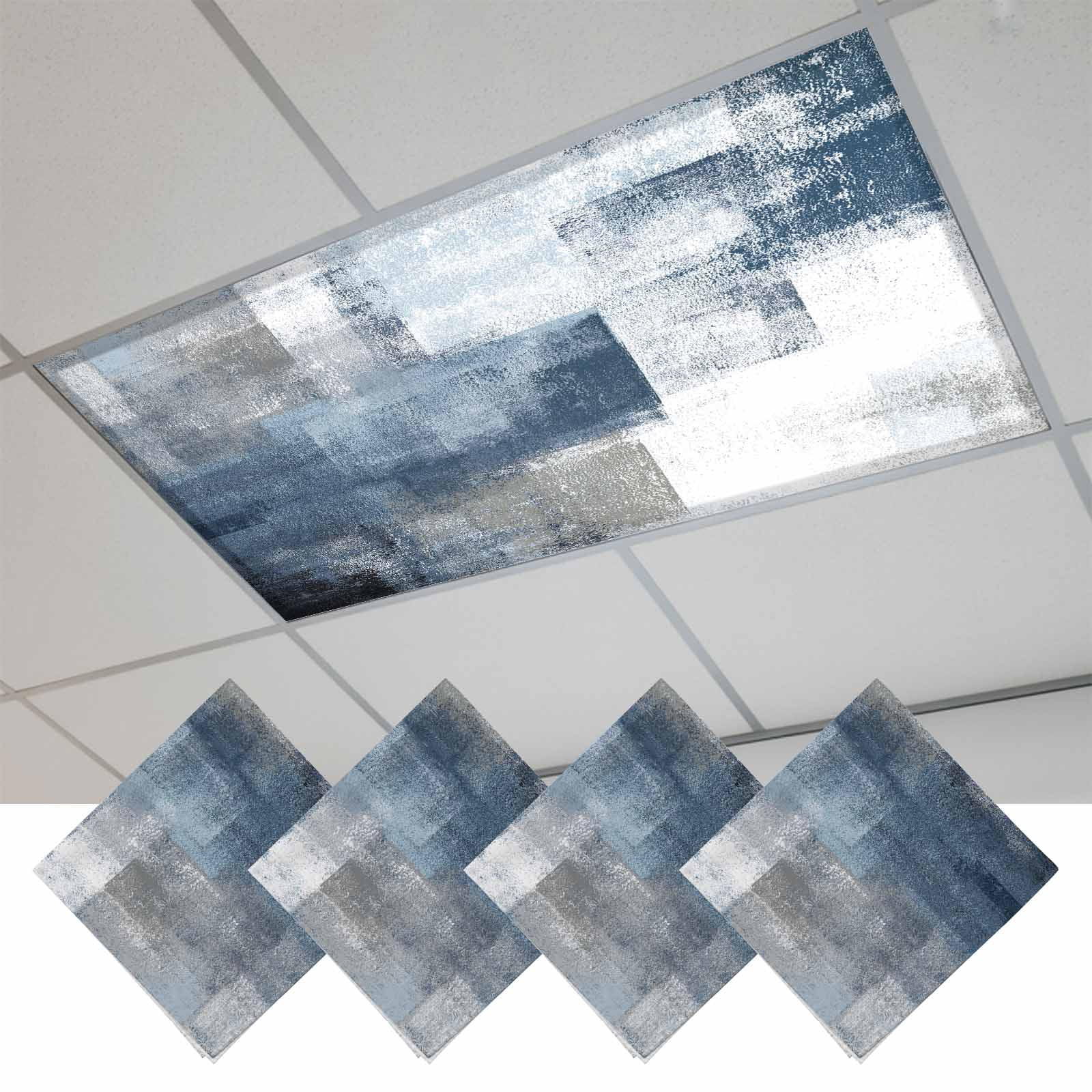 Blue Fluorescent Light Covers, Retro Oil Painted Modern Abstract Art ...