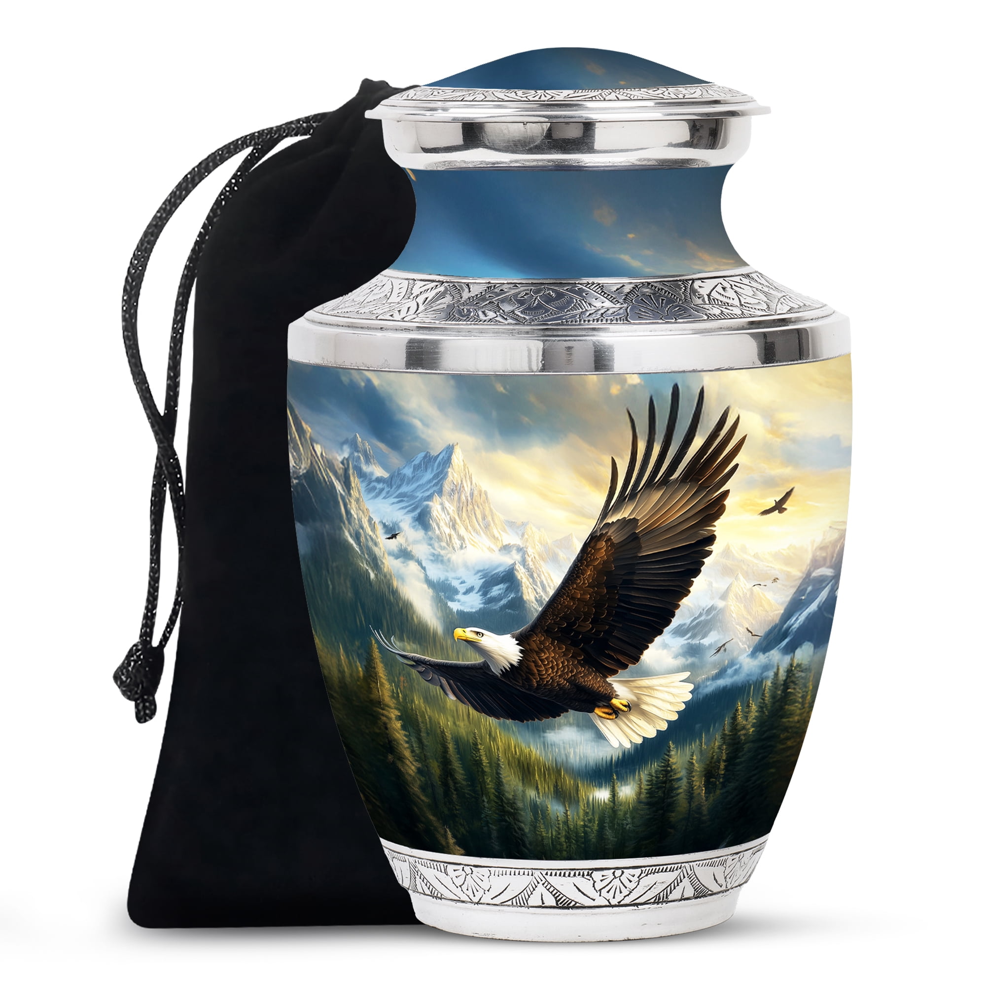 Blue Flying Eagle Large Memorial Urns For Adult Male & Female Ashes ...