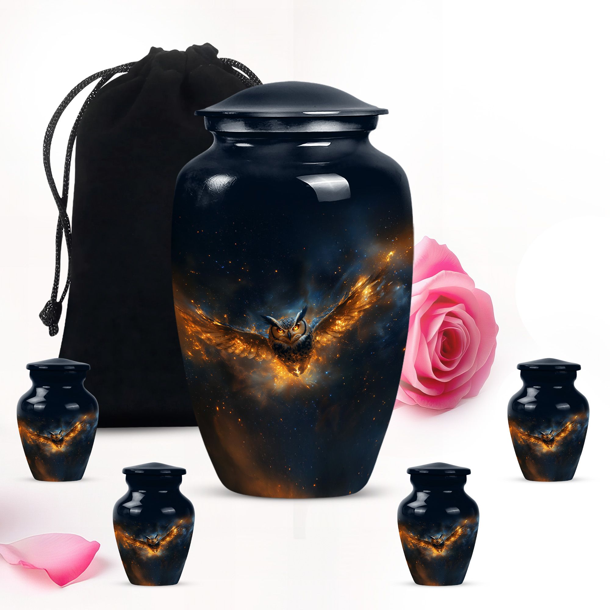 Blue Flying Owl Large Funeral urn for ashes adult male - small ...