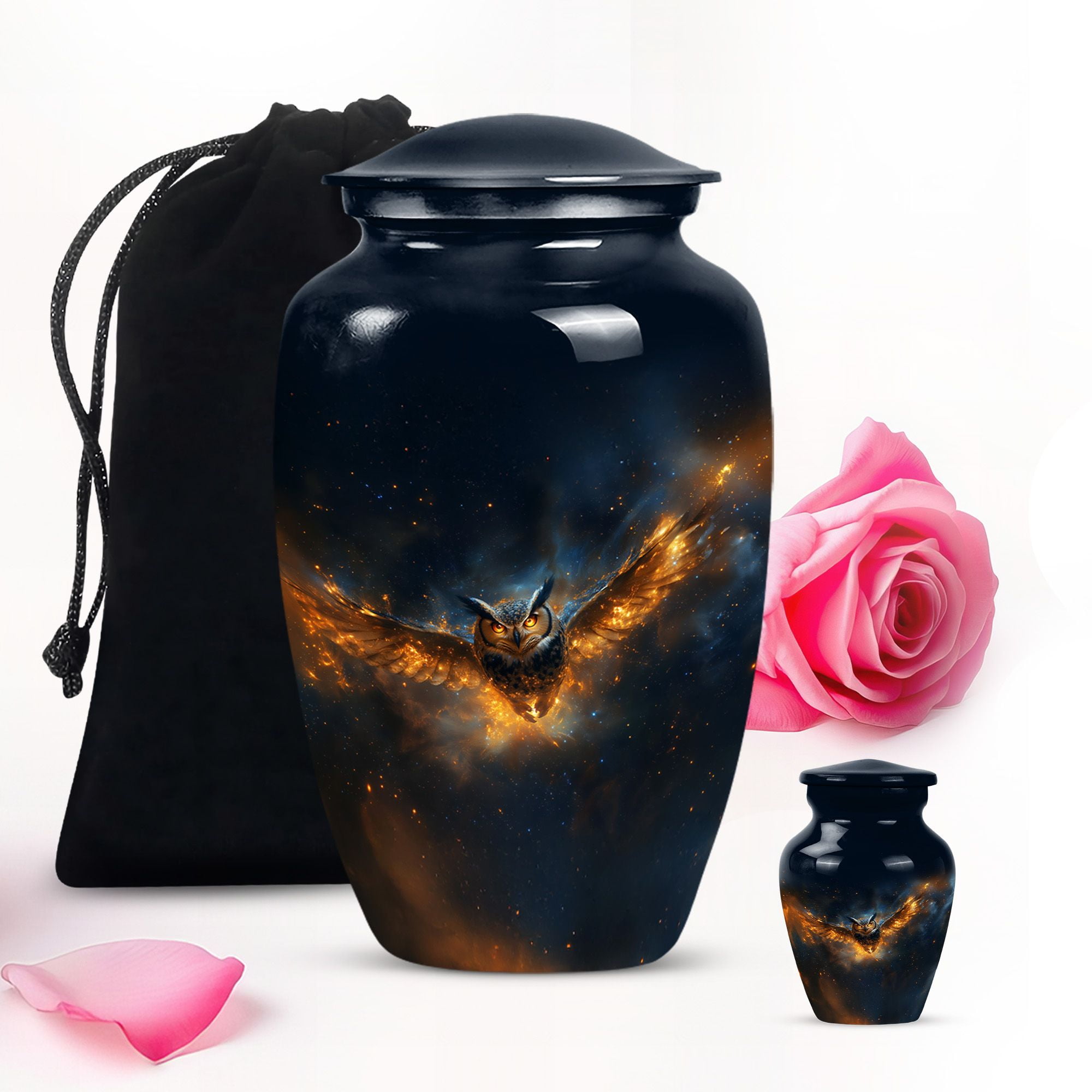 Blue Flying Owl Large cremation urn for human ashes adult man - urn for ...