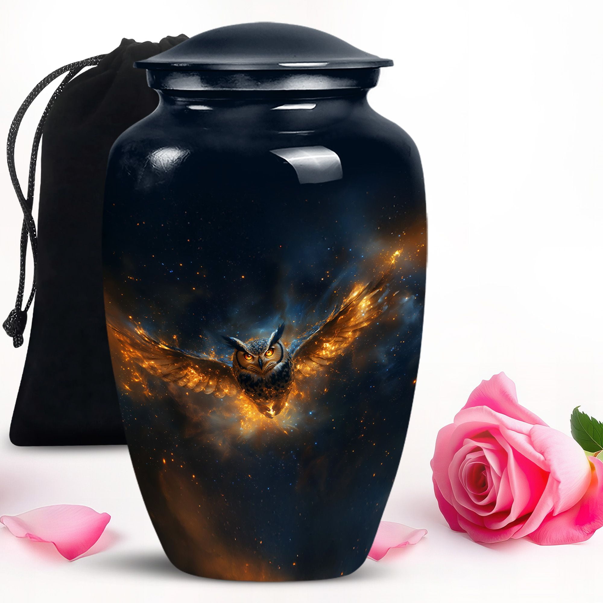 Blue Flying Owl Large memorial urns for human ashes adult man - burial ...