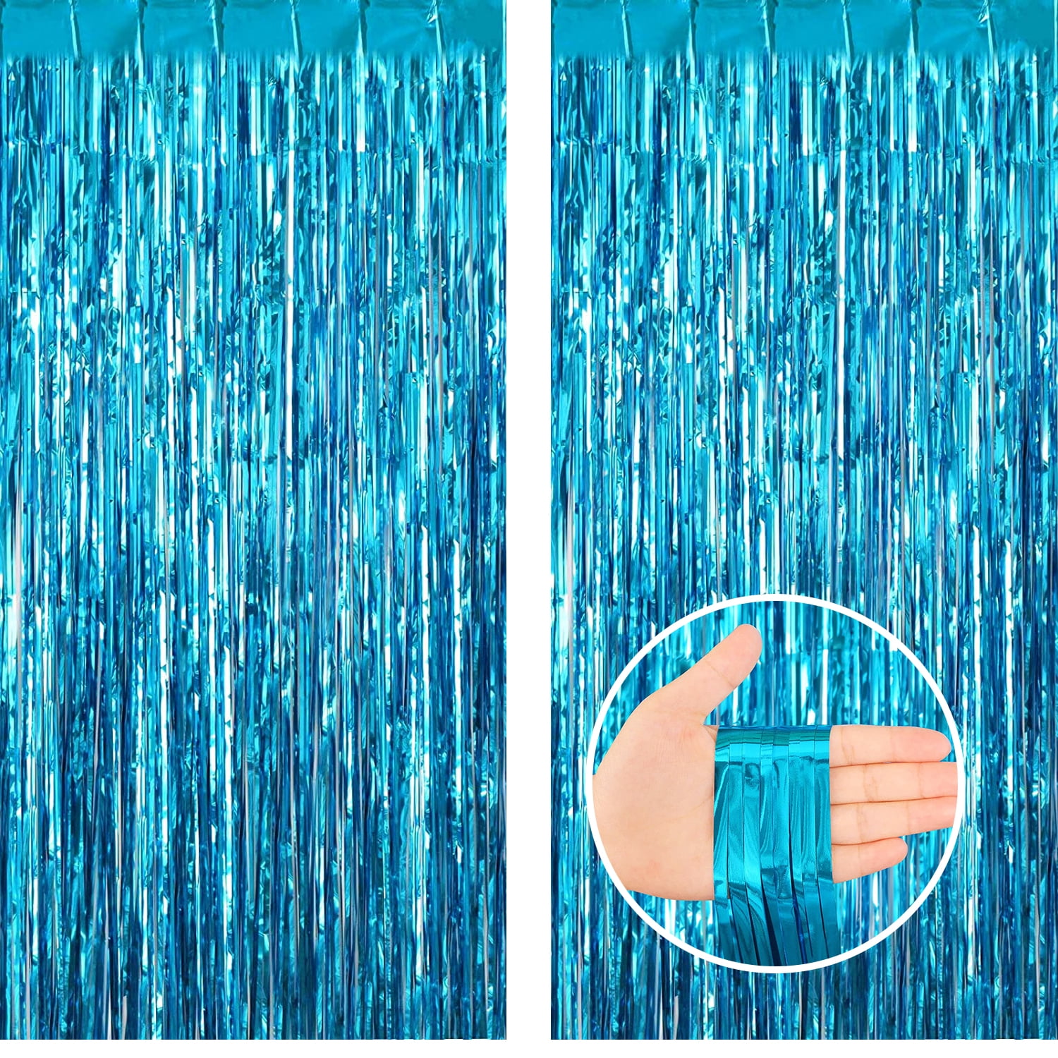 Blue Foil Curtain Backdrop Party Decorations, 3.3 x 6.6 ft Tinsel Foil ...