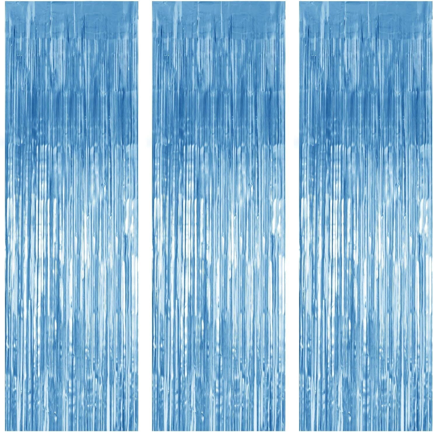 Blue Foil Fringe Curtain, Metallic Photo Booth Backdrop Tinsel Door ...