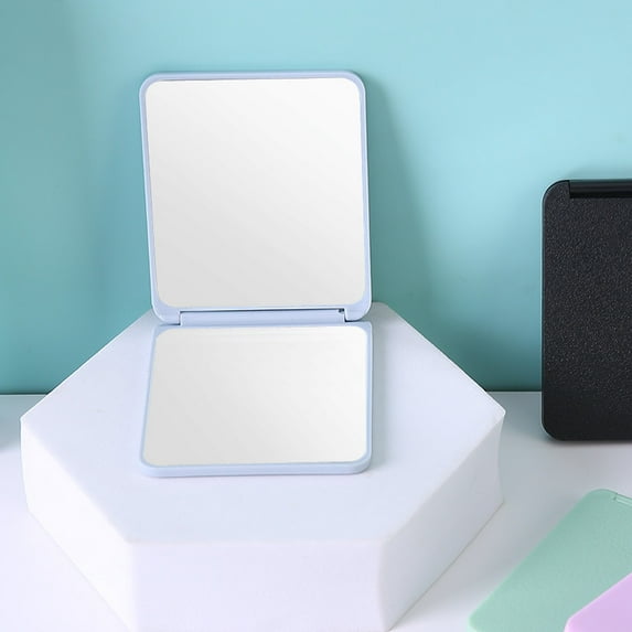 Blue Foldable Double Sided Makeup Mirror Portable Compact Travel Mirror ...
