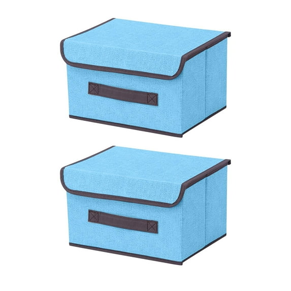 Blue Foldable Fabric Storage Box With Lid And Polyester Material For ...