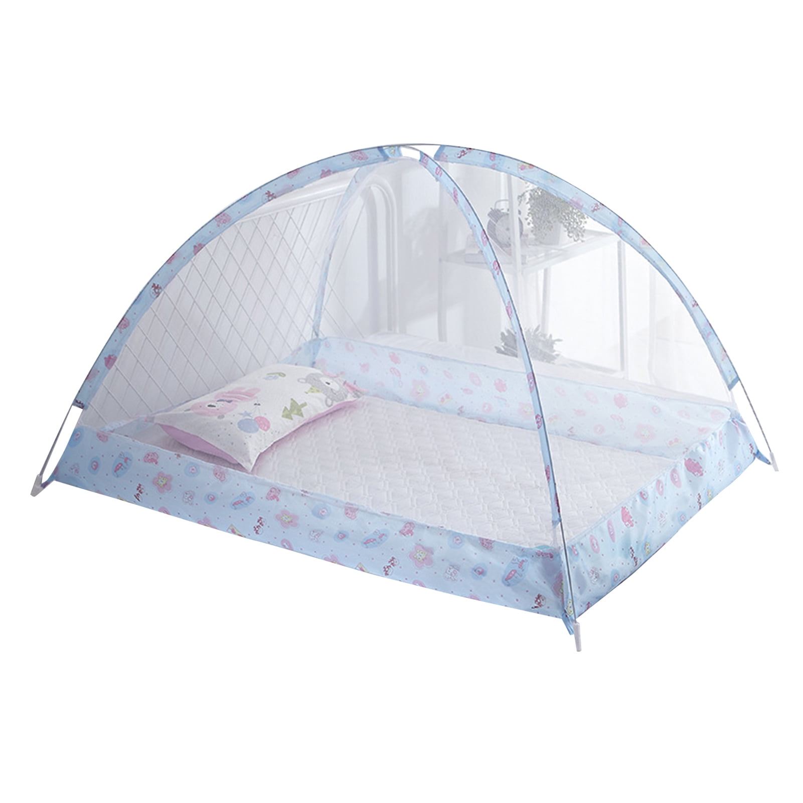 Blue Folding Baby Crib Net, Breathable Steel Wire Mesh Netting, Free ...