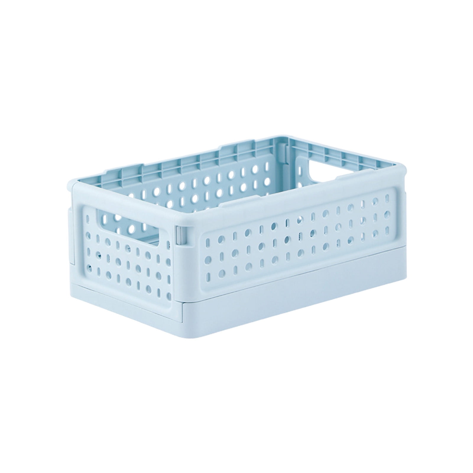 Blue Folding Home Desktop Storage Basket Office Storage Plastic Box ...