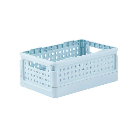 Blue Folding Home Desktop Storage Basket Office Storage Plastic Box ...