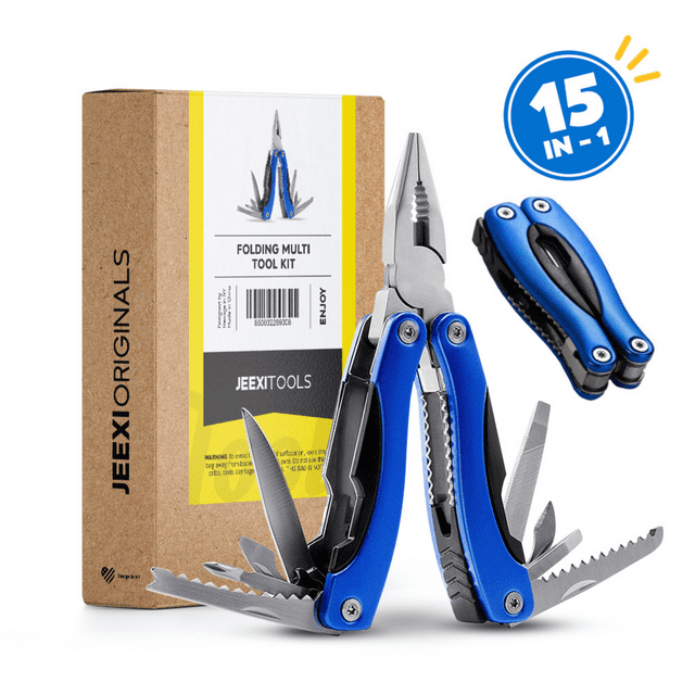 Blue Stainless Steel Multi Tool Kit: Multipurpose for Camping, Hunting ...