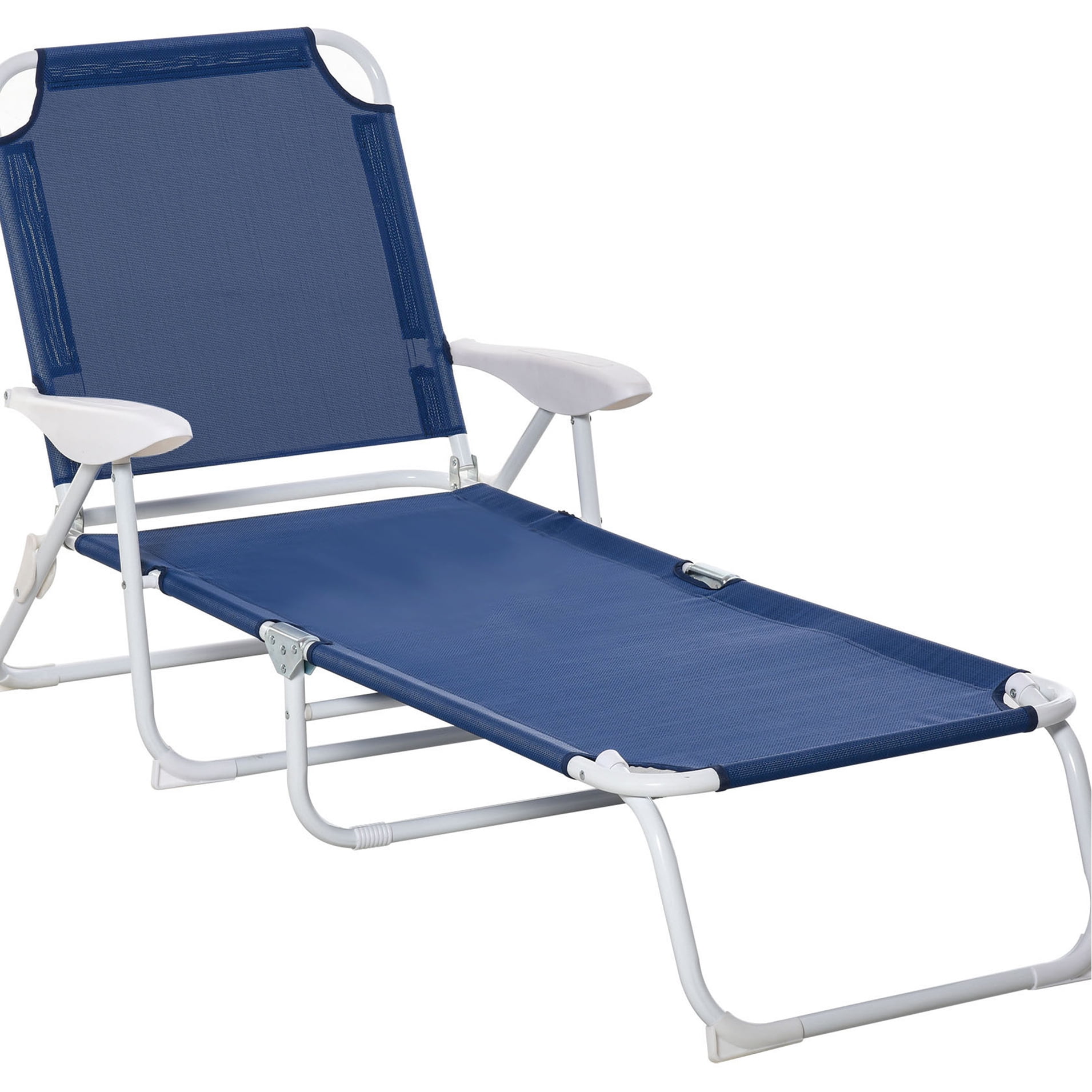 Blue Folding Outdoor Sun Enjoyment Chair - With 4 Reclining Positions ...