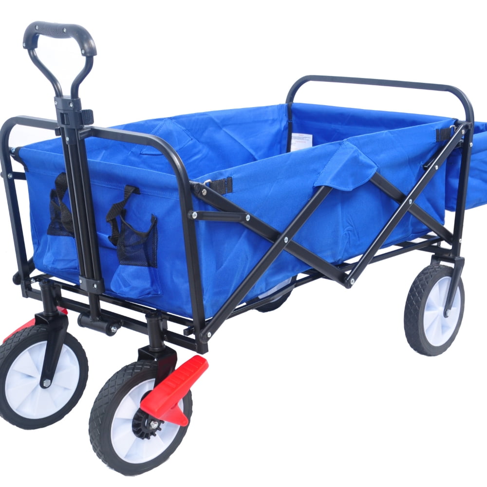 Blue Folding Wagon Beach Utility Cart - Portable Outdoor Cart - Walmart.com