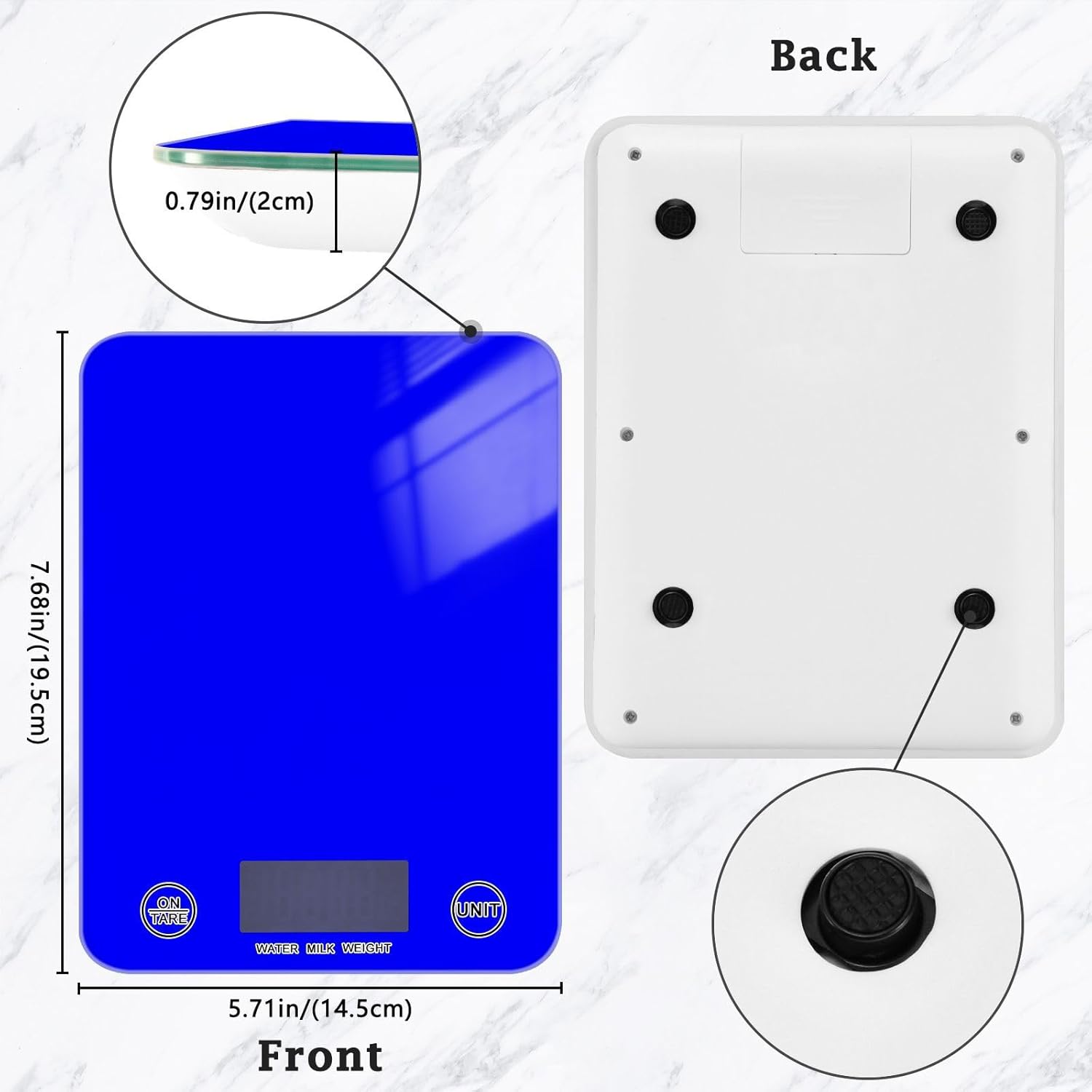 Blue Food Scale 11Lb Digital Small Kitchen Scale Waterproof Tempered ...