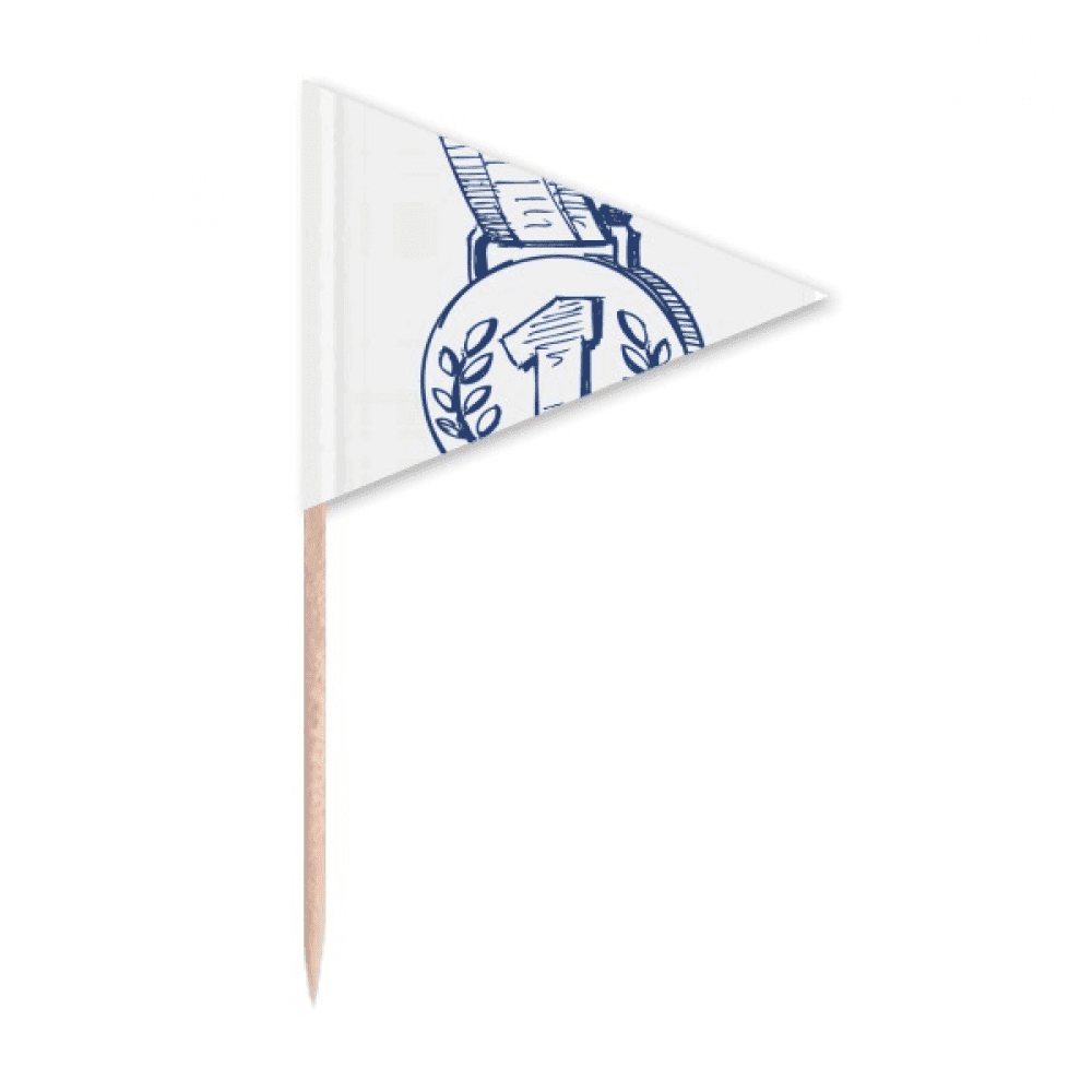 Blue Football Championship Medal Toothpick Triangle Cupcake Toppers ...