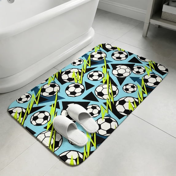Blue Football Lightning Bathroom Rugs Non Slip Washable Bath Mat ...