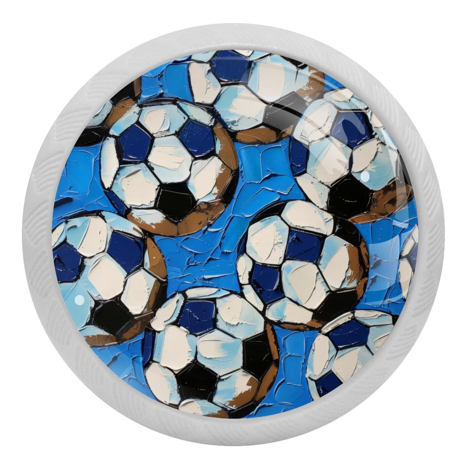 Blue Football Oil Painting Glow in The Dark Crystal Glass Cabinet Knobs ...
