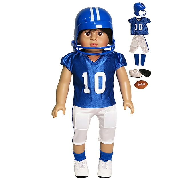 Blue Football Uniform 6pc for 18-Inch Dolls - Walmart.com