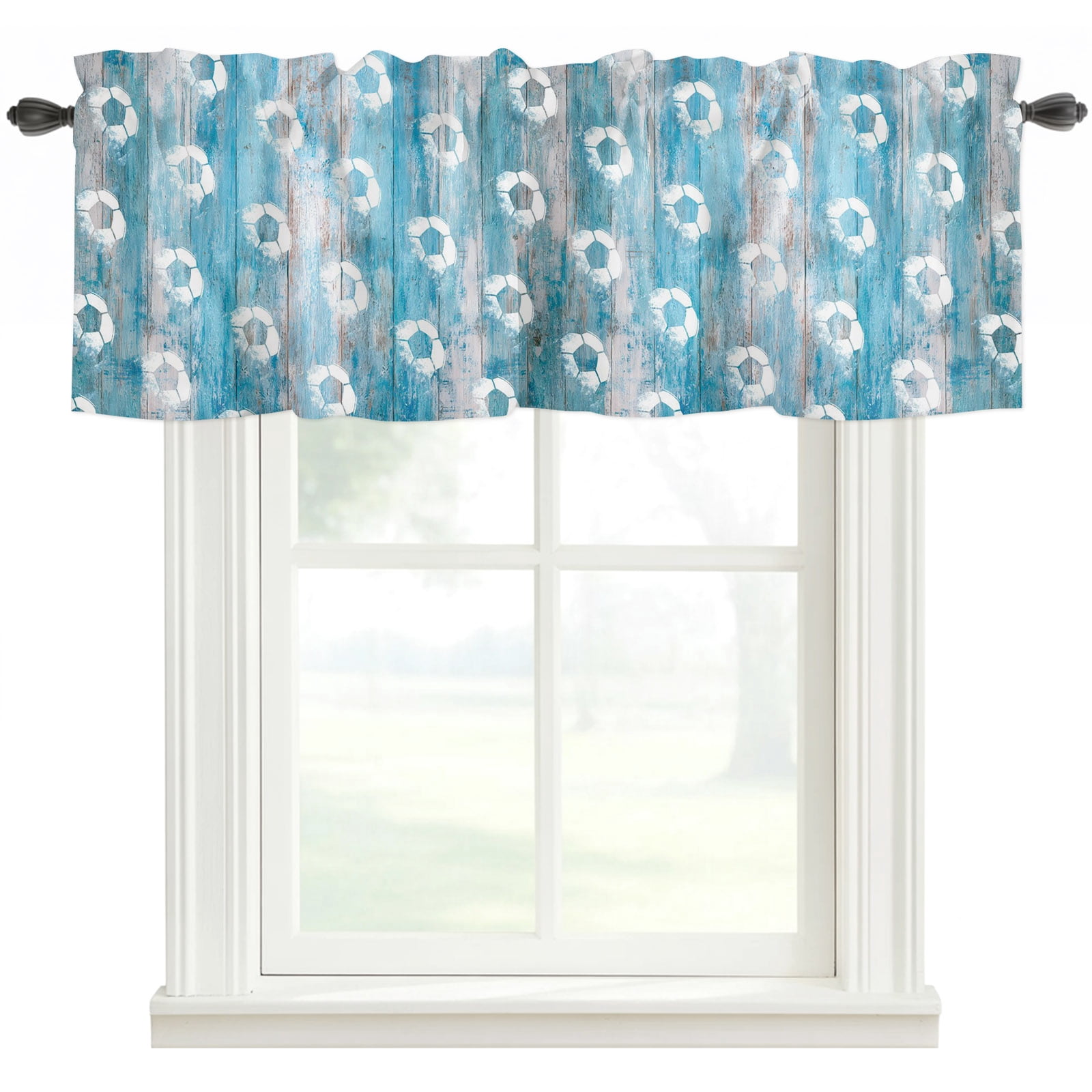 Blue Football Valances for Windows Farmhouse Kitchen Curtains Valances ...