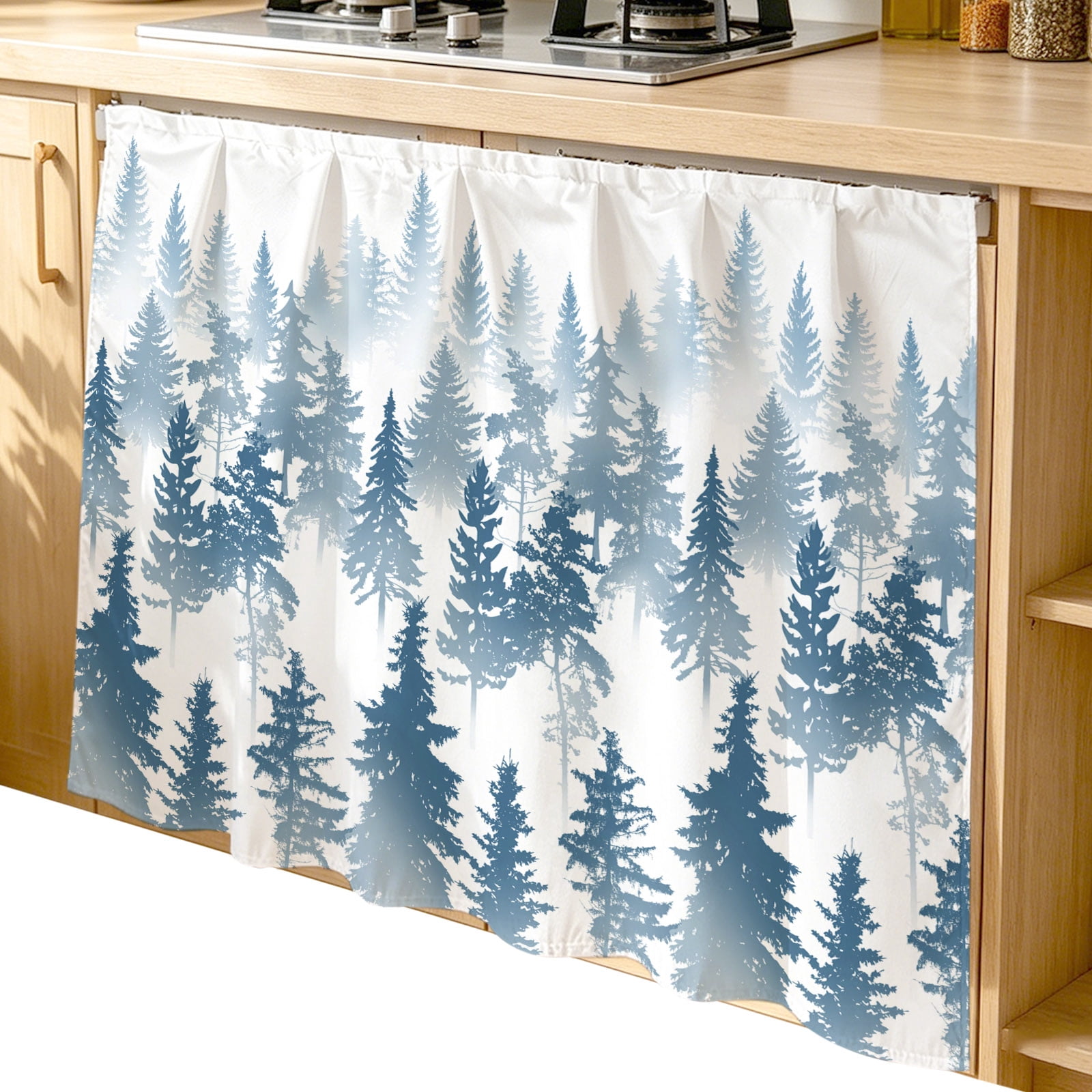 Blue Forest Cabinet Curtains 35"W x 35"L,Dustproof Sink Skirt Curtain ...