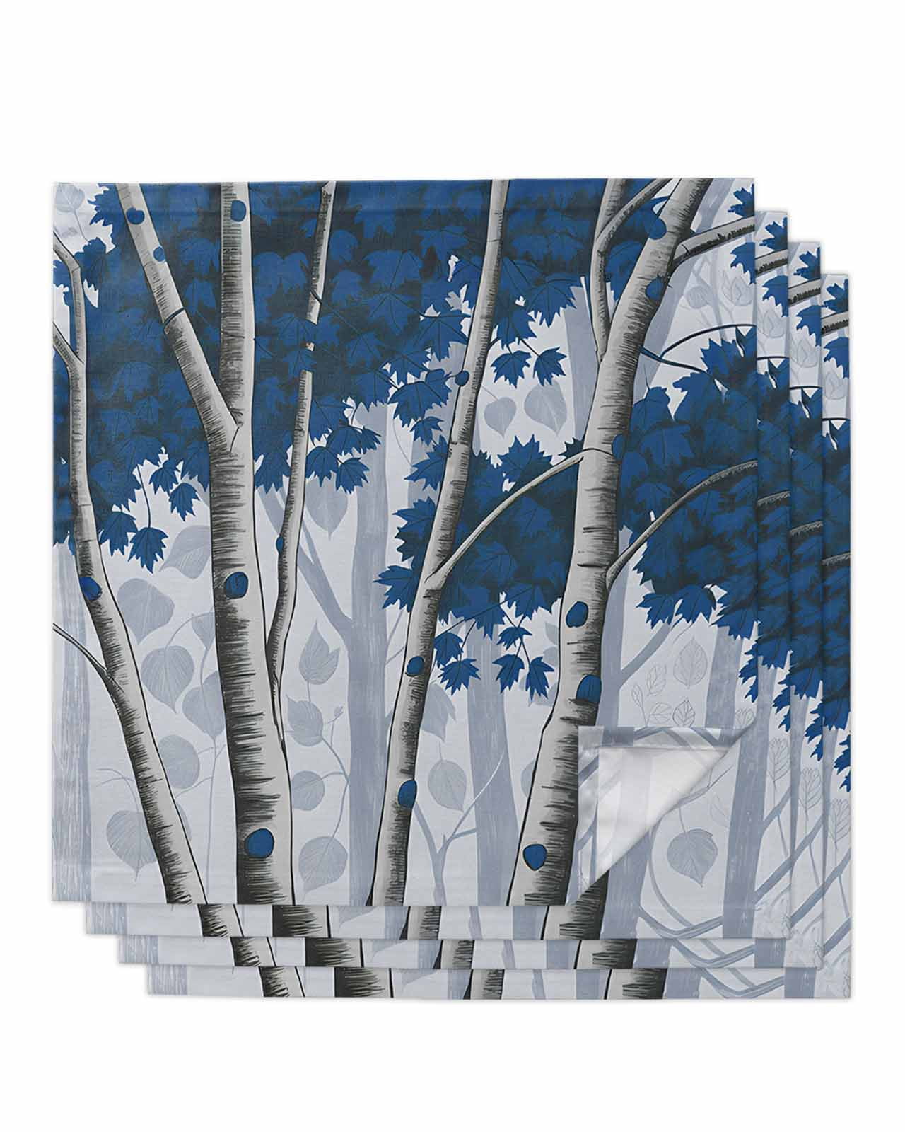 Blue Forest Cloth Napkins Set of 4 Reusable Dinner Napkins, Vintage ...