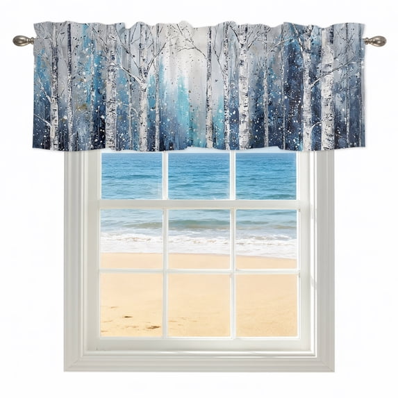 Blue Forest Kitchen Valances for Windows 60x18 Inch Kitchen Curtains ...