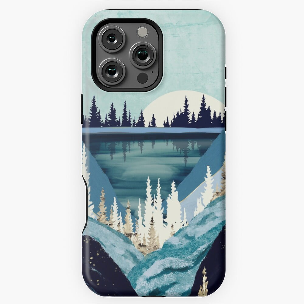 Blue Forest Lake Fun Abstract Illustration iPhone Case 17 16 15 14 13 ...
