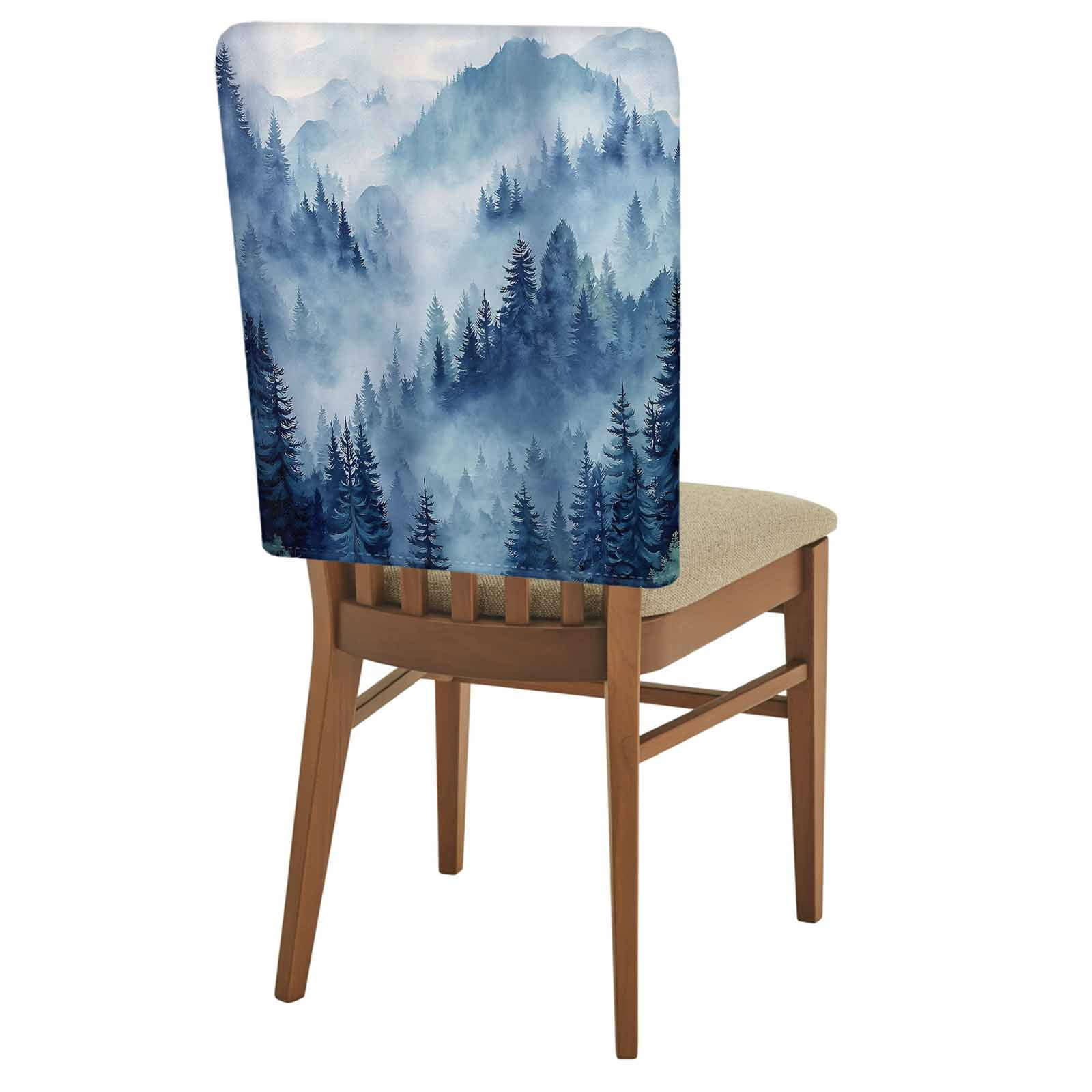 Blue Forest Mountain Chair Covers Set of 8 Retro Watercolor Gradual ...