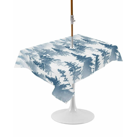 Blue Forest Rectangle Outdoor Tablecloth, Waterproof Table Cloth Cover ...