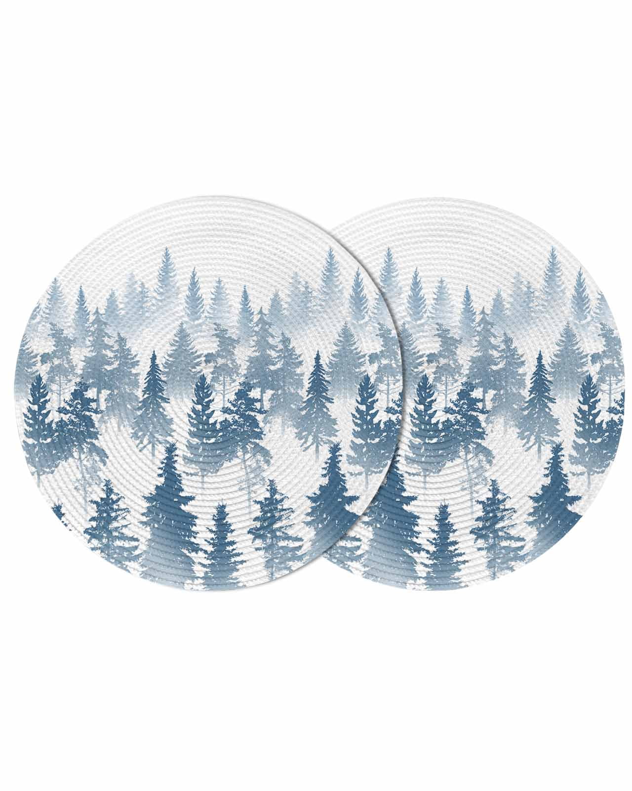 Blue Forest Round Placemats Set of 2 for Dinning Tables,Heat-proof ...