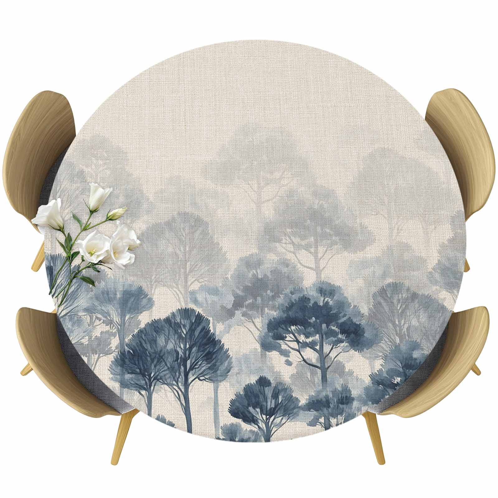 Blue Forest Round Tablecloth 45-54 Inch Round Fitted Table Cloth with ...