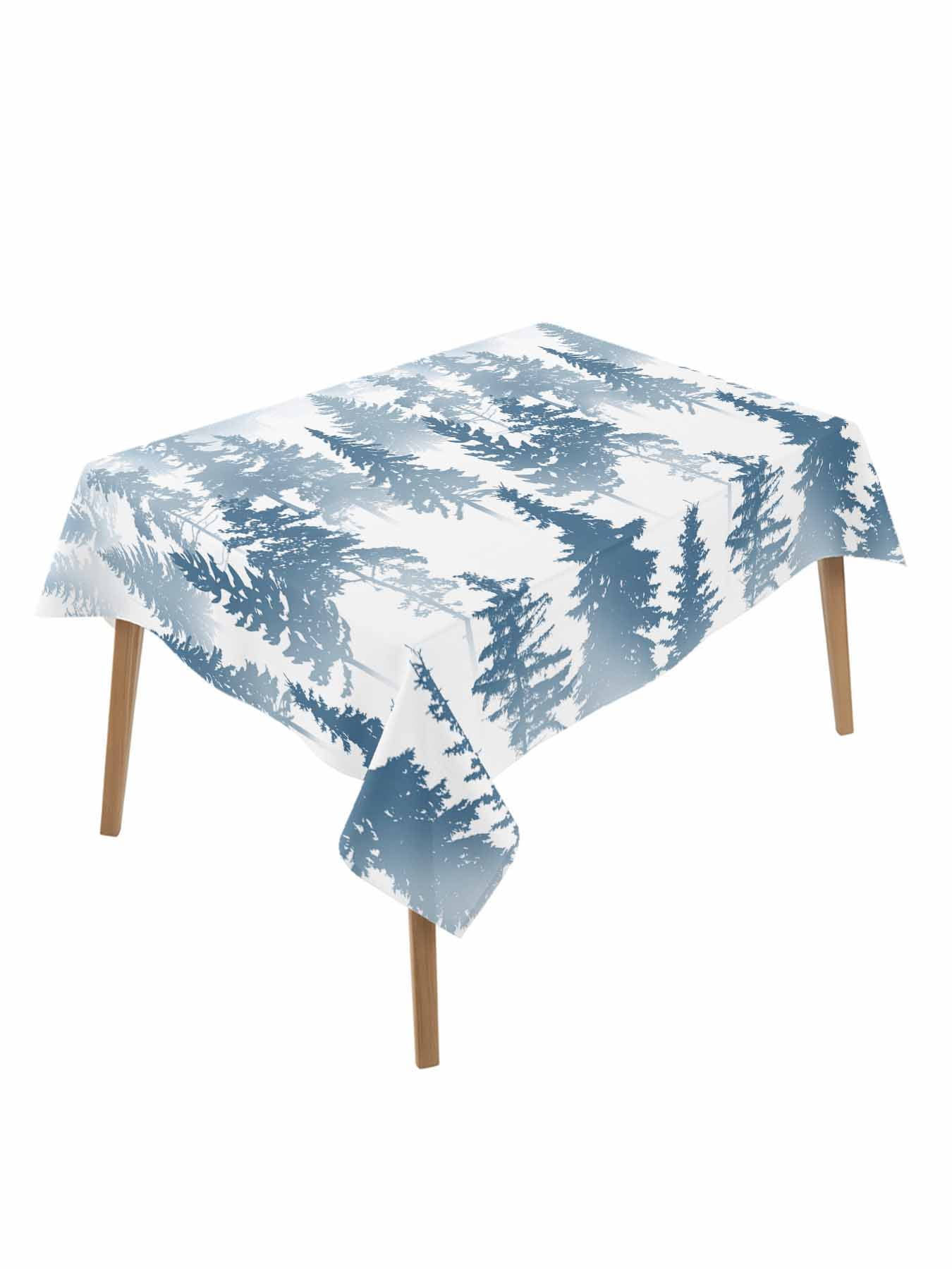 Blue Forest Table Cloth, Contemporary Silhouette Abstract Art ...