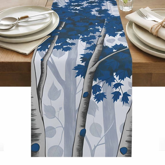 Blue Forest Table Runner - 70 Inch Long, Kitchen Dining Table Runner ...